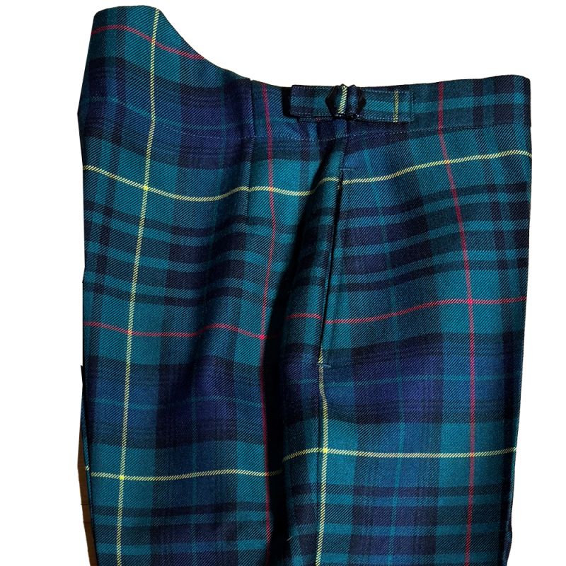 Fishtail black trousers in Stewart Hunting Modern Tartan - Kinloch Anderson