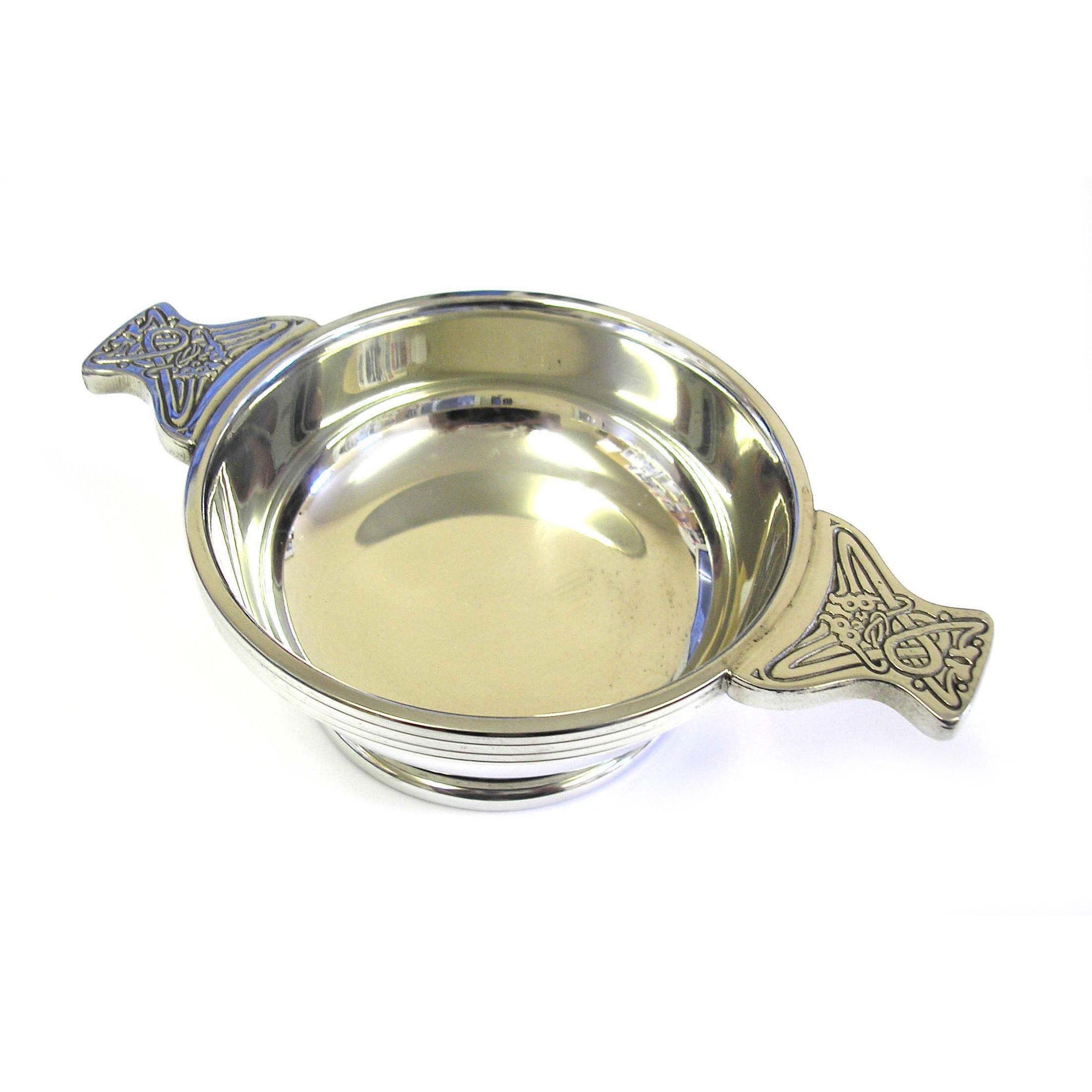 Celtic Design Quaich in Pewter Large - 11.5 cms (4.5") - Kinloch Anderson