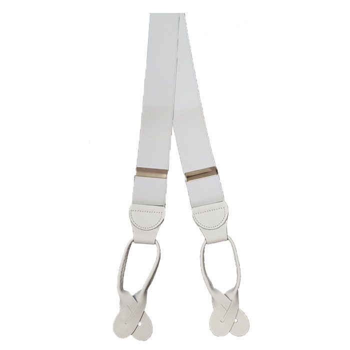 Rolled Leather End Braces - white - Kinloch Anderson